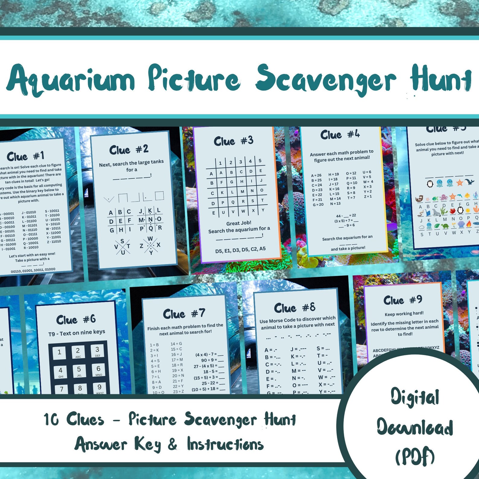 Aquarium Picture Scavenger Hunt - Indoor Treasure Hunt for Kids ...