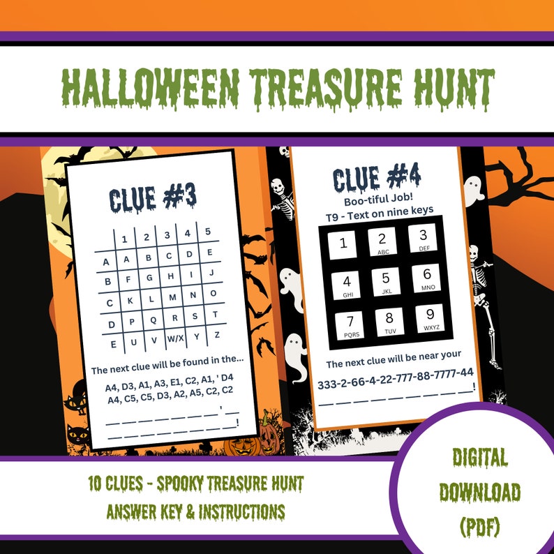 Halloween Treasure Hunt With Clues and Ciphers STEM Printable Fall ...