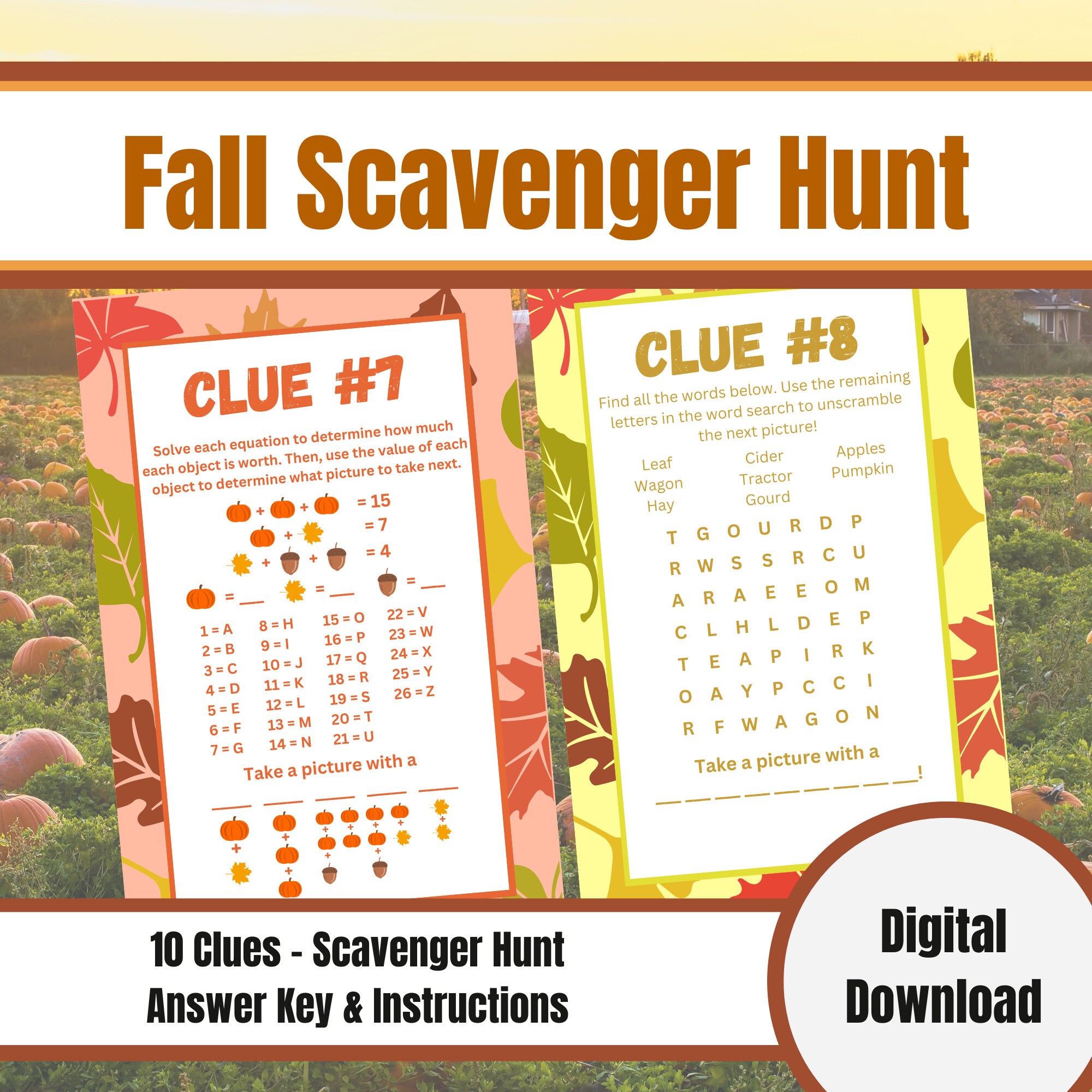 Fall Scavenger Hunt: Pumpkin Patch & Apple Orchard Activity (PDF ...