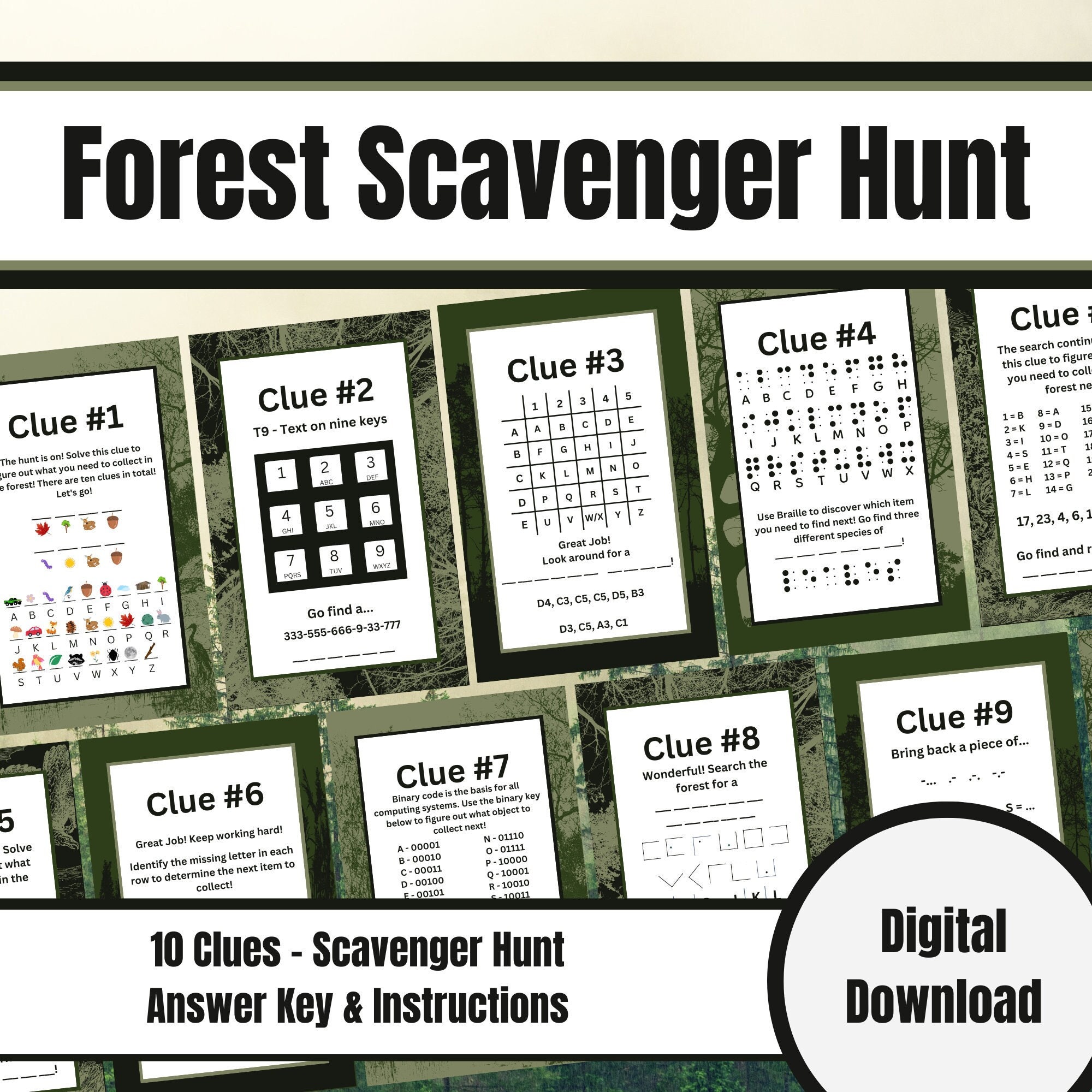 Summer Forest Scavenger Hunt With Clues and Ciphers STEM Printable ...