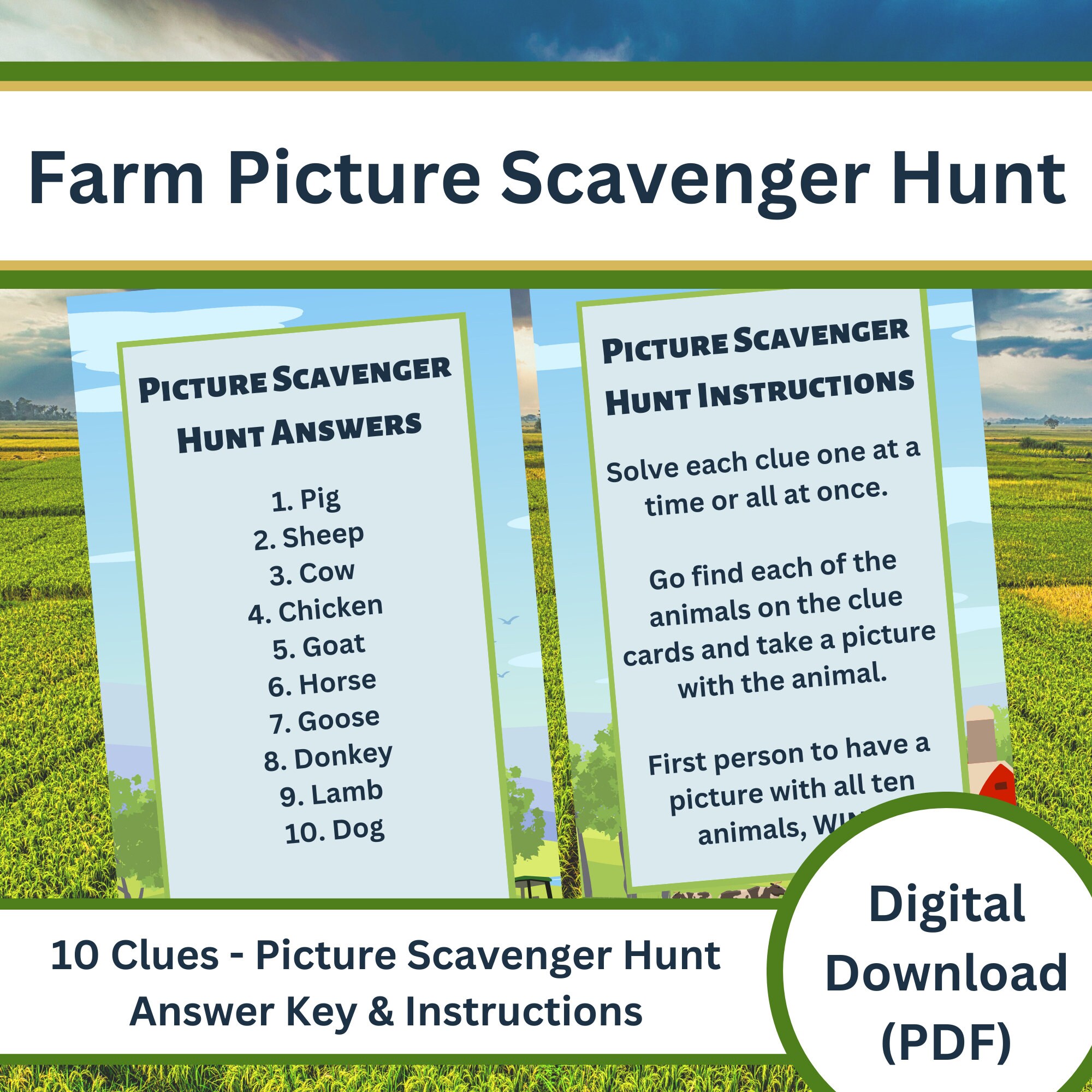 Farm Picture Scavenger Hunt With Clues and Ciphers - STEM Printable ...