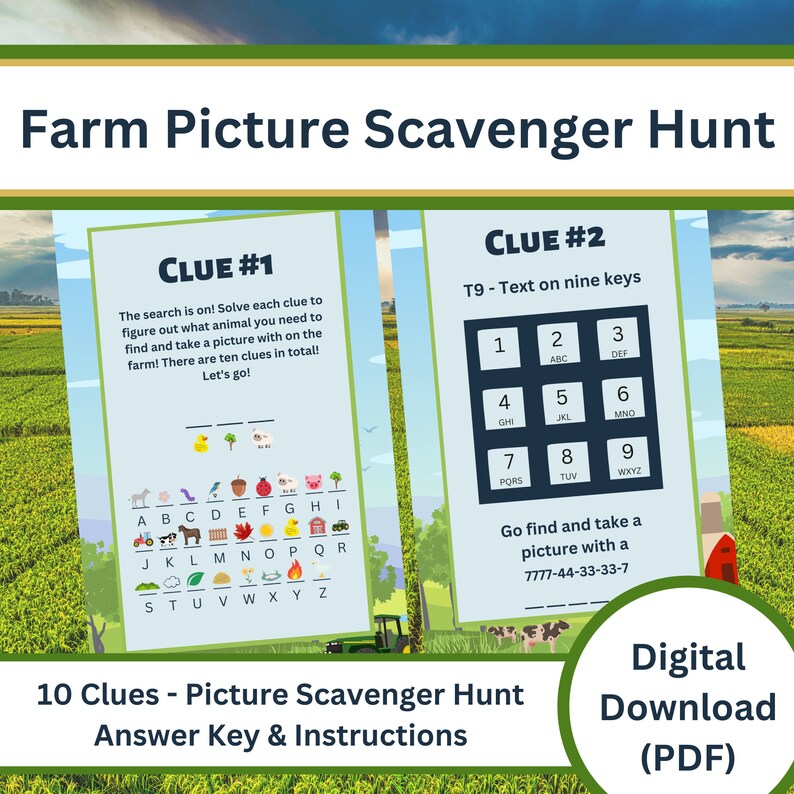 Farm Picture Scavenger Hunt With Clues and Ciphers - STEM Printable ...