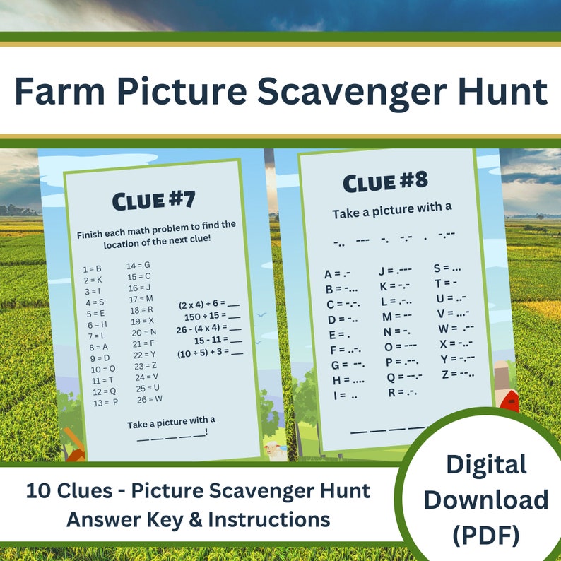 Farm Picture Scavenger Hunt With Clues and Ciphers - STEM Printable ...