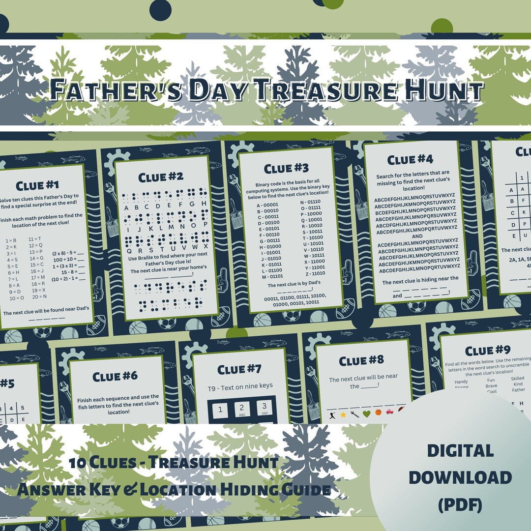 Father's Day Puzzles Clues Challenges Activities W/ Dad - Indoor ...