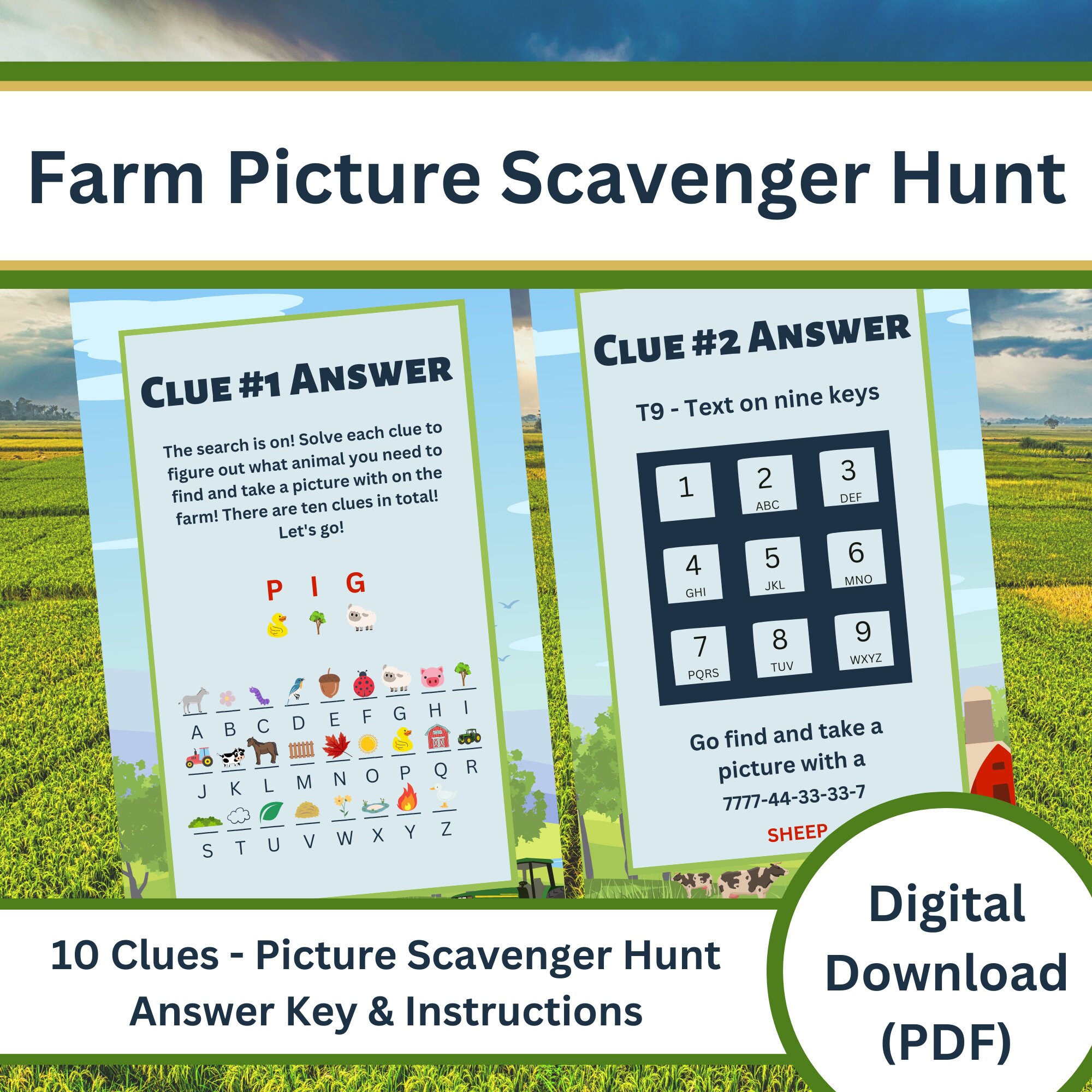 Farm Picture Scavenger Hunt With Clues and Ciphers - STEM Printable ...