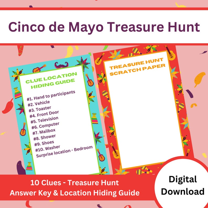 Cinco De Mayo Treasure Hunt: Decode Clues & Puzzles (PDF Download) - Etsy