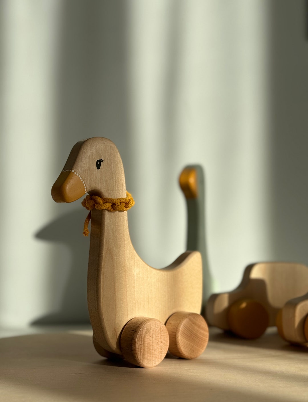 Moving Duck Orange Toy, Wooden Push Toy, Kids Room Decor - Etsy