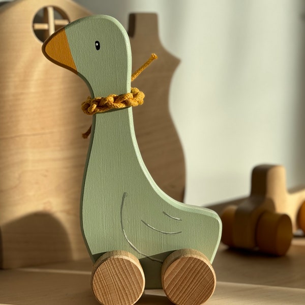Wooden Push Goose - Etsy