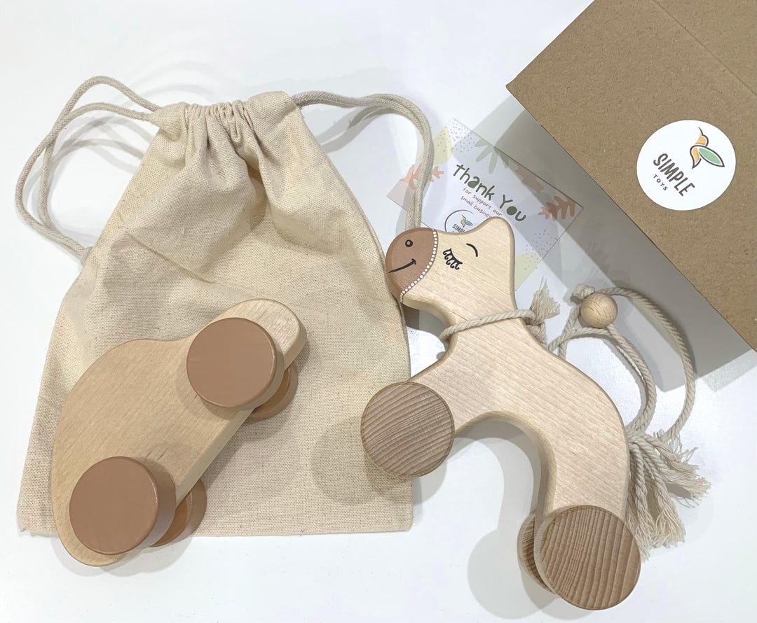Handmade Birch Wood Toy Car and Horse Set, Montessori Toys - Etsy