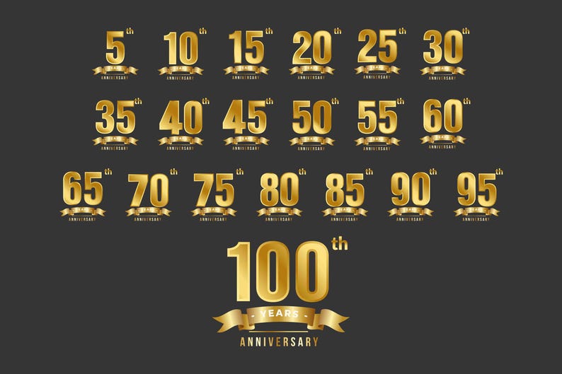 Golden Anniversary Numbers SVG Bundle: Wedding Celebration Templates ...