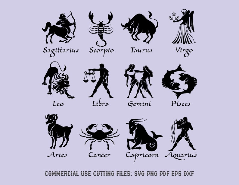 Zodiac Sign SVG Bundle | Astrology Cricut & Silhouette Files (digital ...