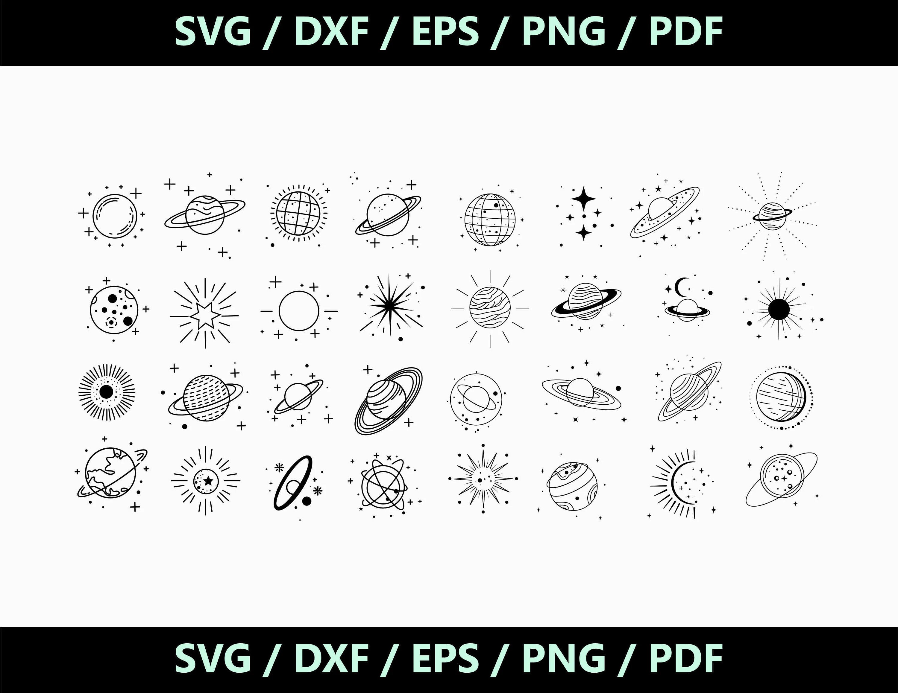 Solar System SVG Bundle Space Vector Art Astronomy Cut Files Cricut ...