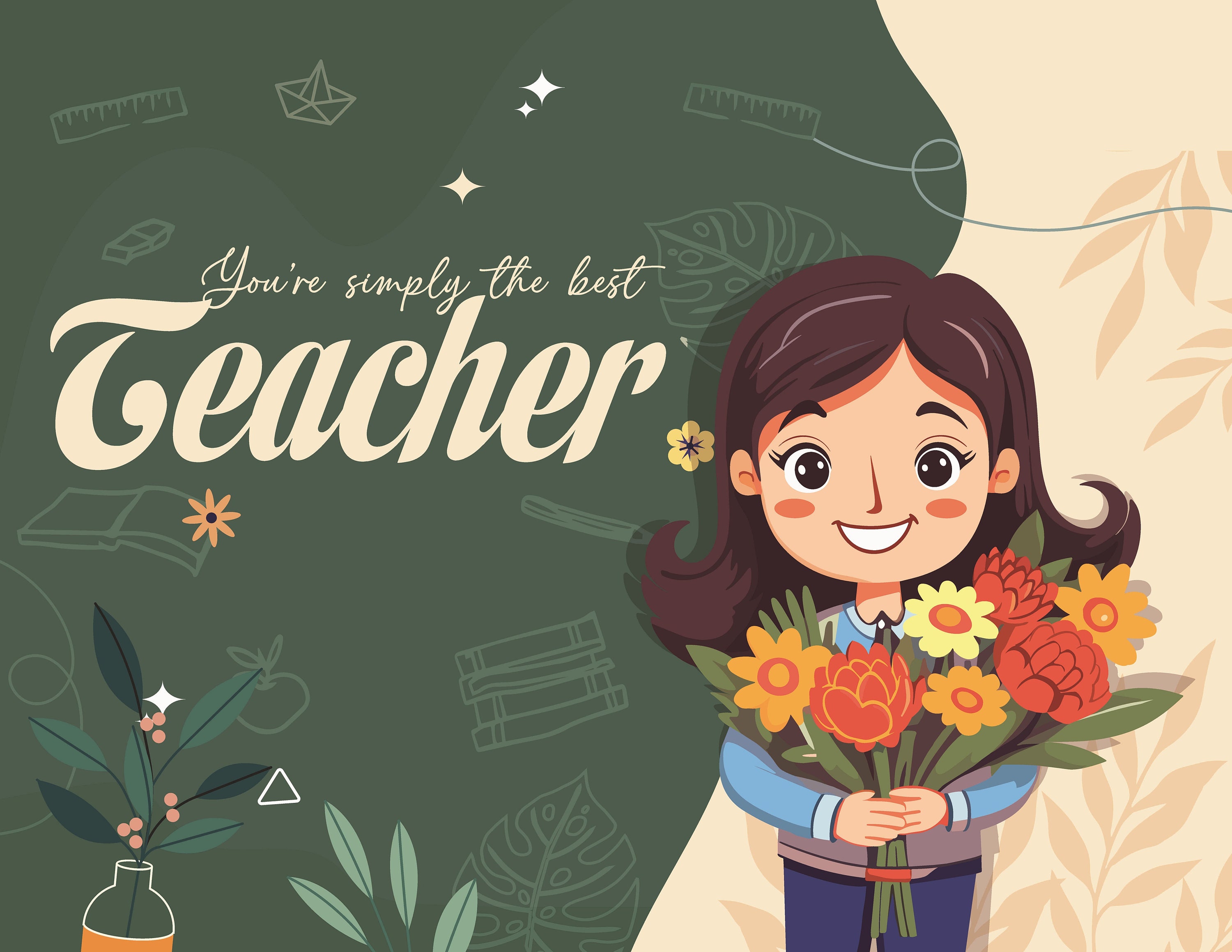 Thank You Teacher Card Printable SVG, PDF, PNG, You Are Simply the Best ...