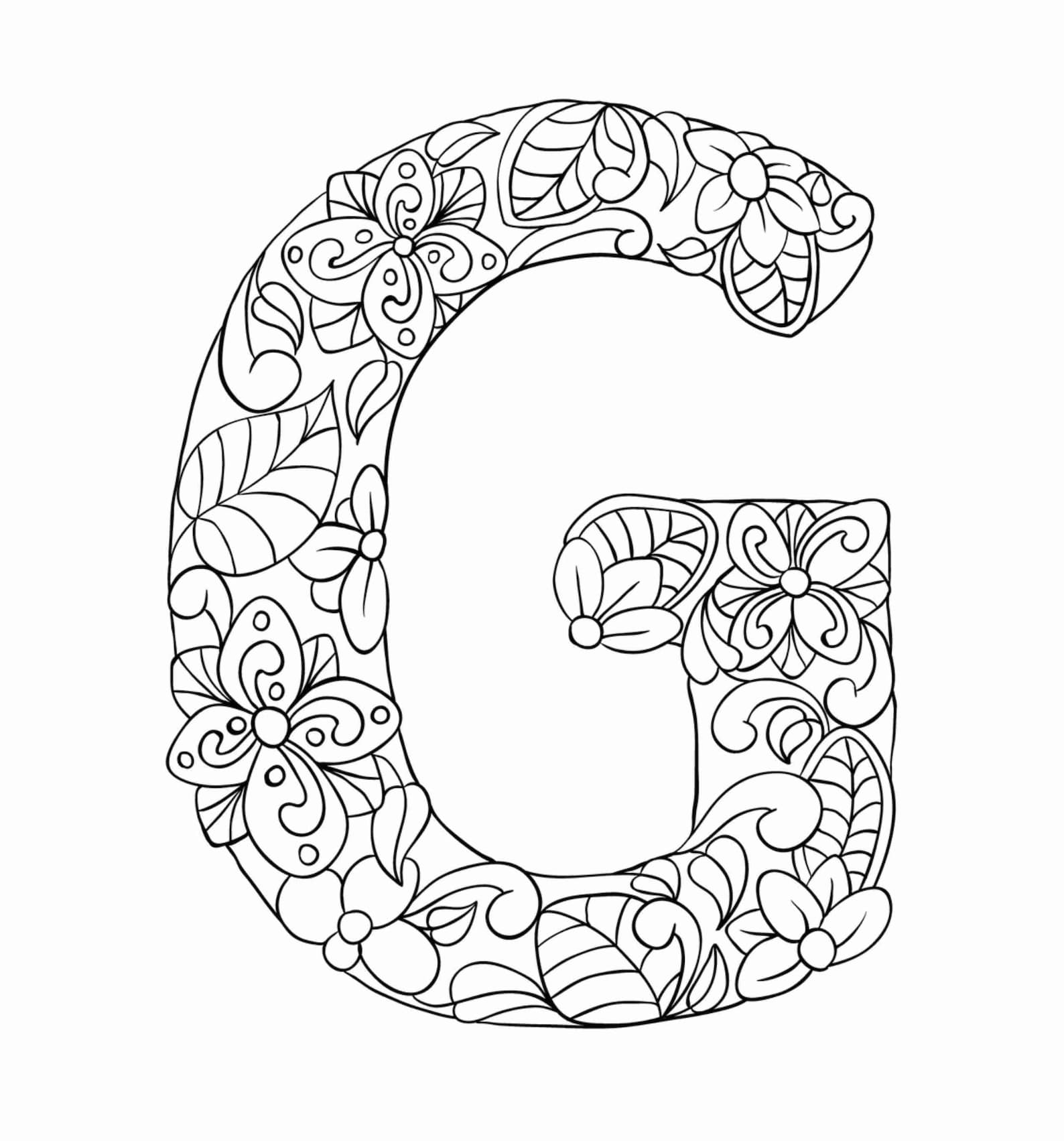 Floral Alphabet Coloring Pages: A-Z Printable Letter Art (PDF) - Etsy