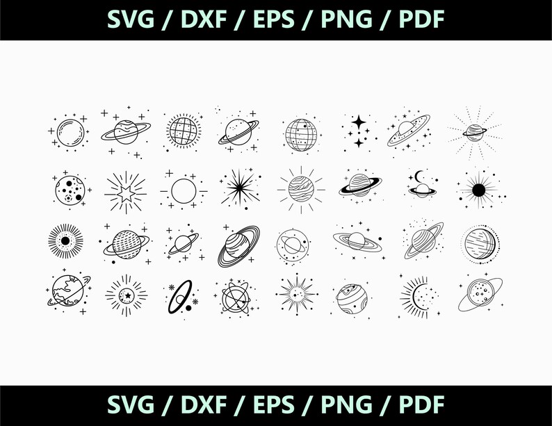 Solar System SVG Bundle: Space Vector Art, Astronomy Cut Files (digital ...