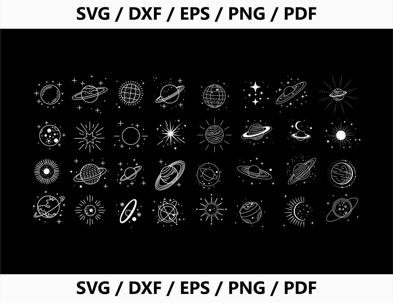 Solar System SVG Bundle: Space Vector Art, Astronomy Cut Files (digital ...