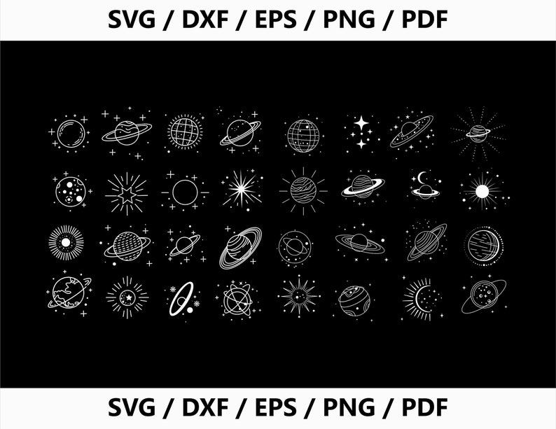 Solar System SVG Bundle: Space Vector Art, Astronomy Cut Files (digital ...