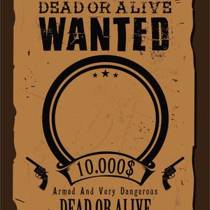 Wild West Wanted Poster Template: Cowboy Party Decor (SVG, PNG, PDF) - Etsy