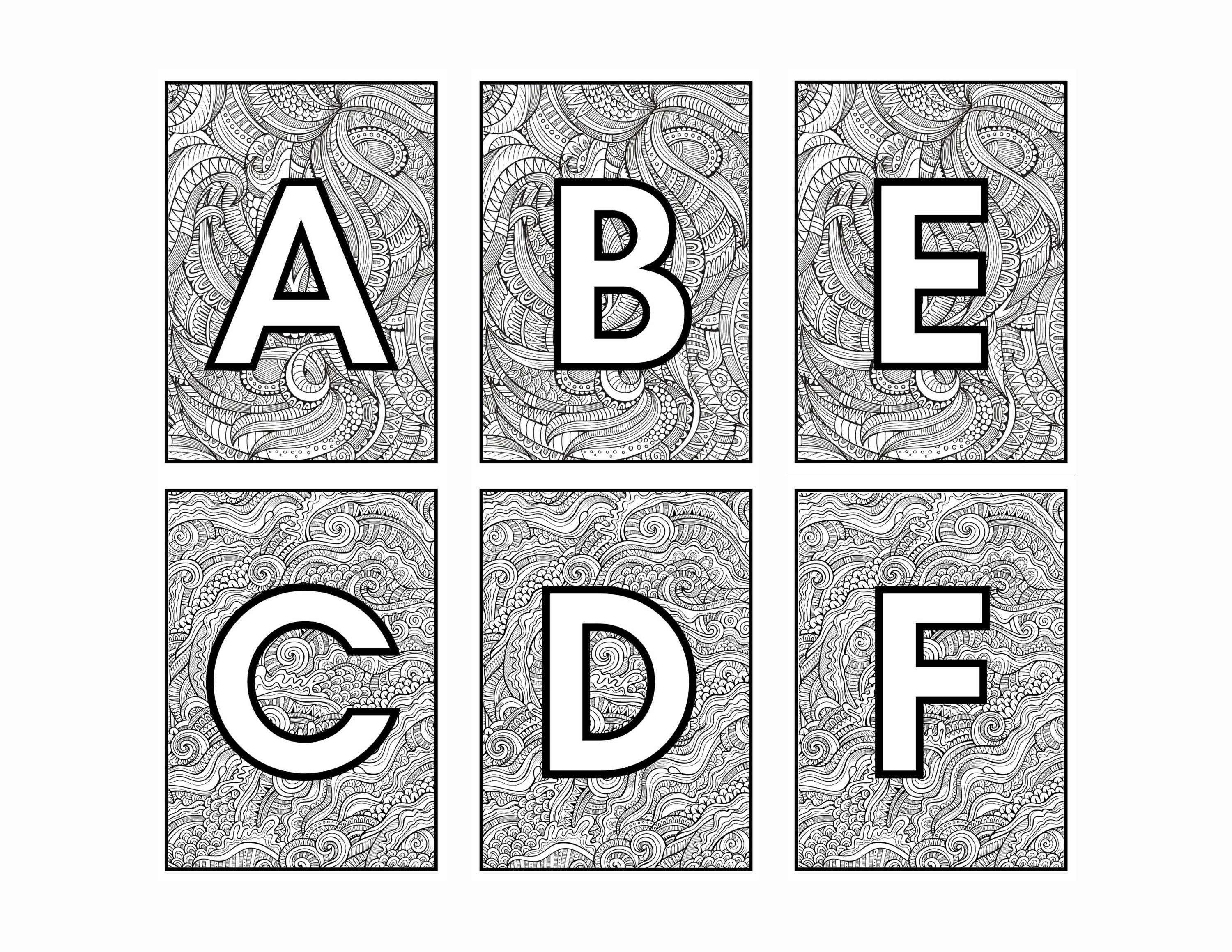 Coloring Pages Uppercase Alphabet | Mindful Grayscale Patterned Letters ...
