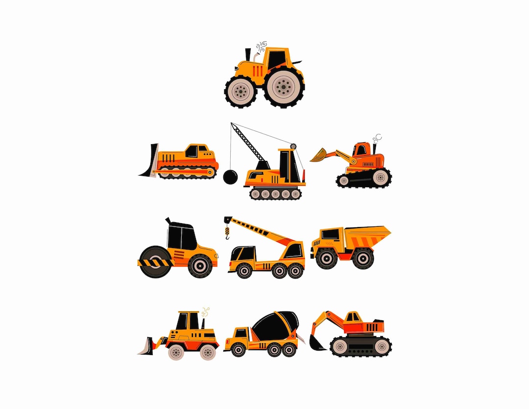 Construction Vehicles SVG Bundle: Trucks, Excavator, Dump Truck ...