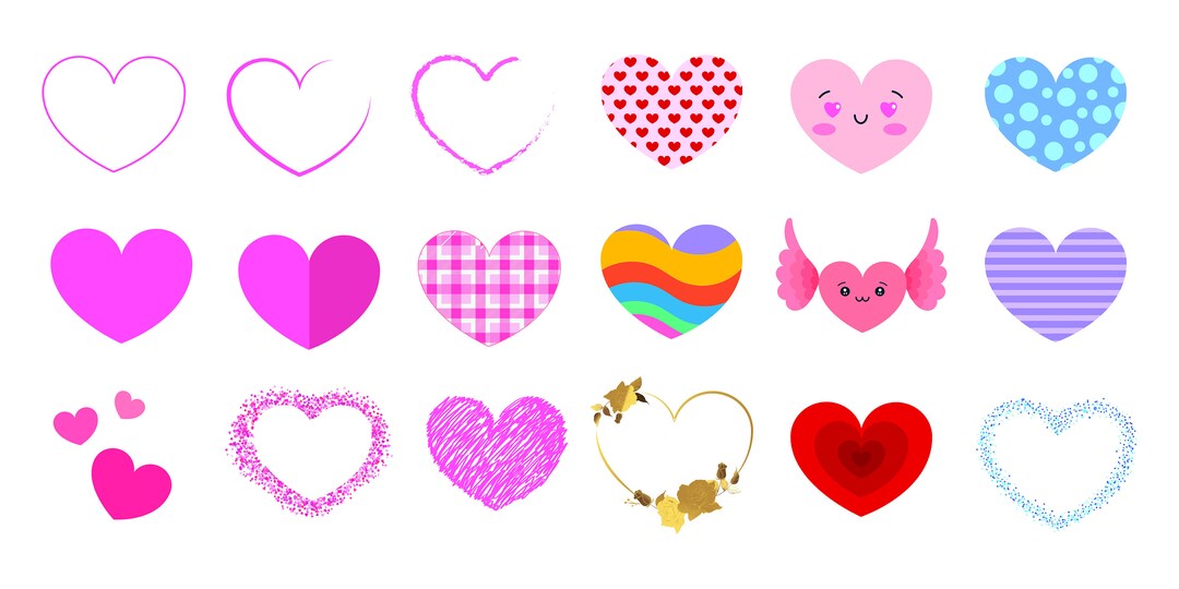 Valentine's Day Heart SVG Bundle | Cute Heart Clip Art | Vector Cut ...