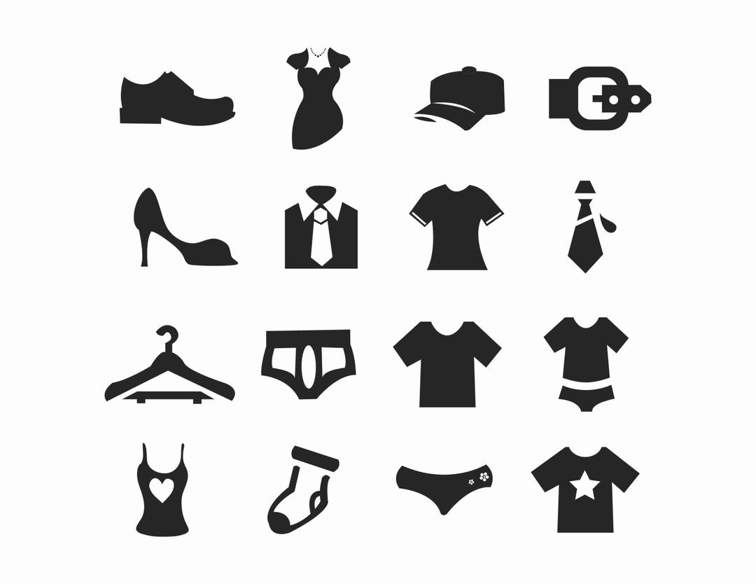 Clothes Icons SVG Bundle: Fashion Apparel Vector Cut Files (digital ...