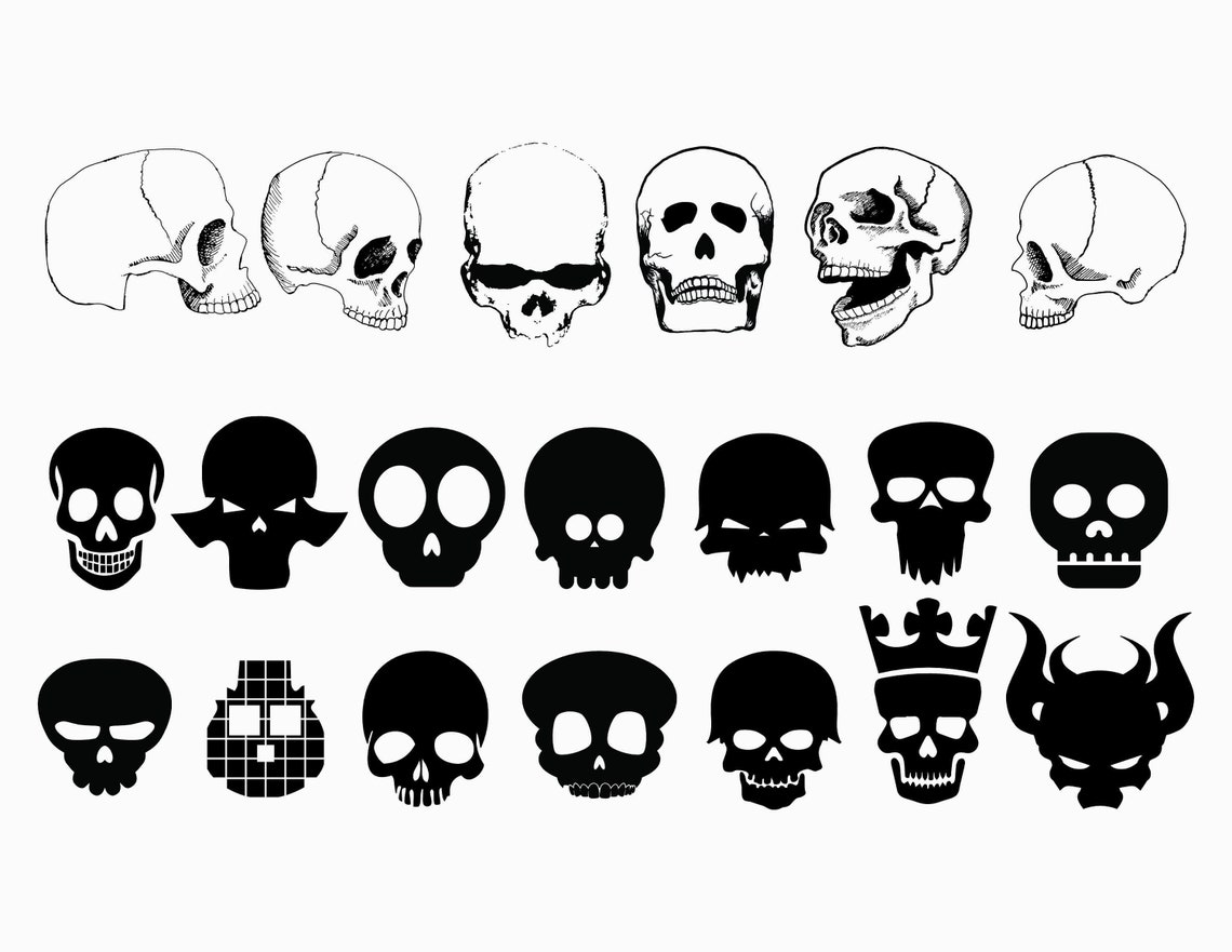 Skull SVG Bundle, Skeleton SVG, Bone SVG, Halloween Svg, Scary Svg ...