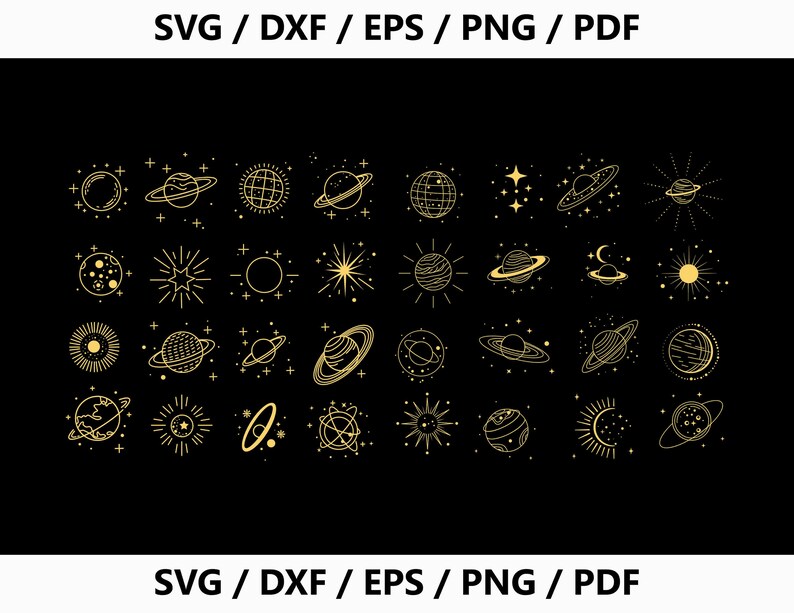 Solar System SVG Bundle: Space Vector Art, Astronomy Cut Files (digital ...