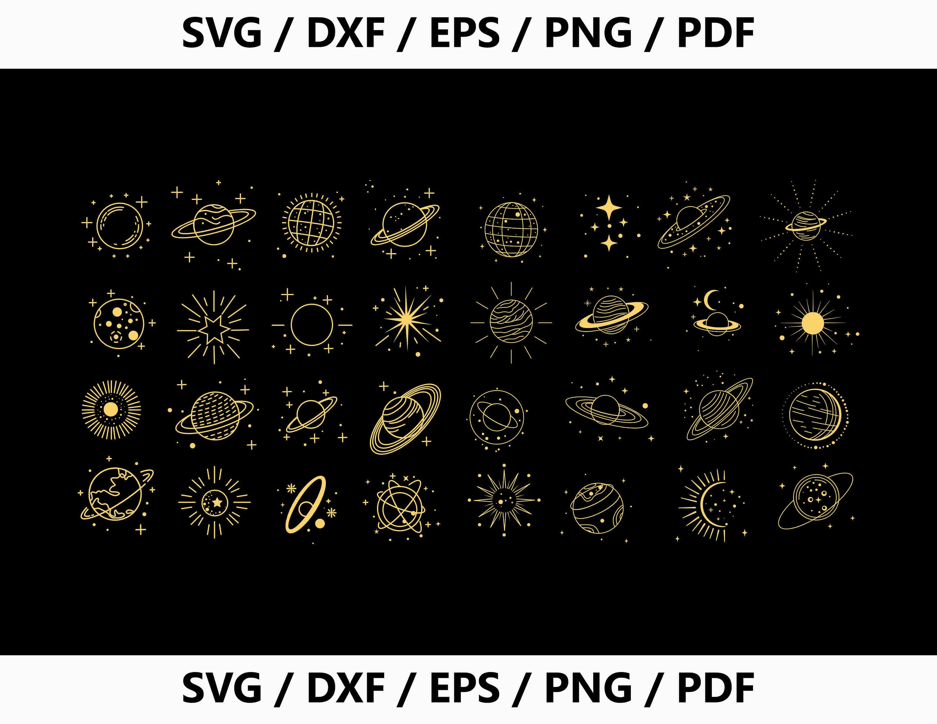Solar System SVG Bundle: Space Vector Art, Astronomy Cut Files (digital ...