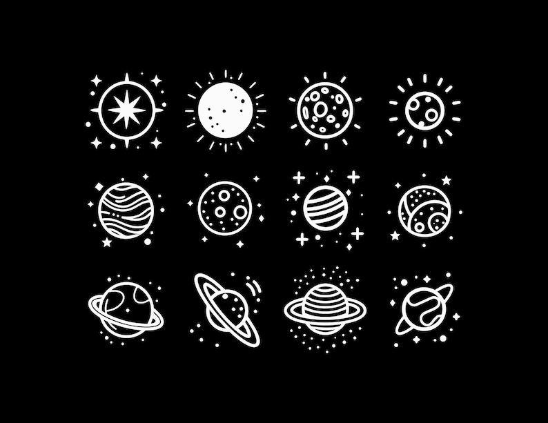 Space SVG Bundle | Planet Line Art & Solar System Cut Files | Universe ...