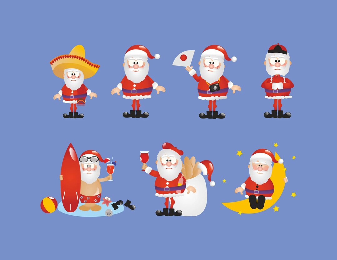 Santa Claus SVG Bundle: Christmas Vector Clipart (commercial Use ...