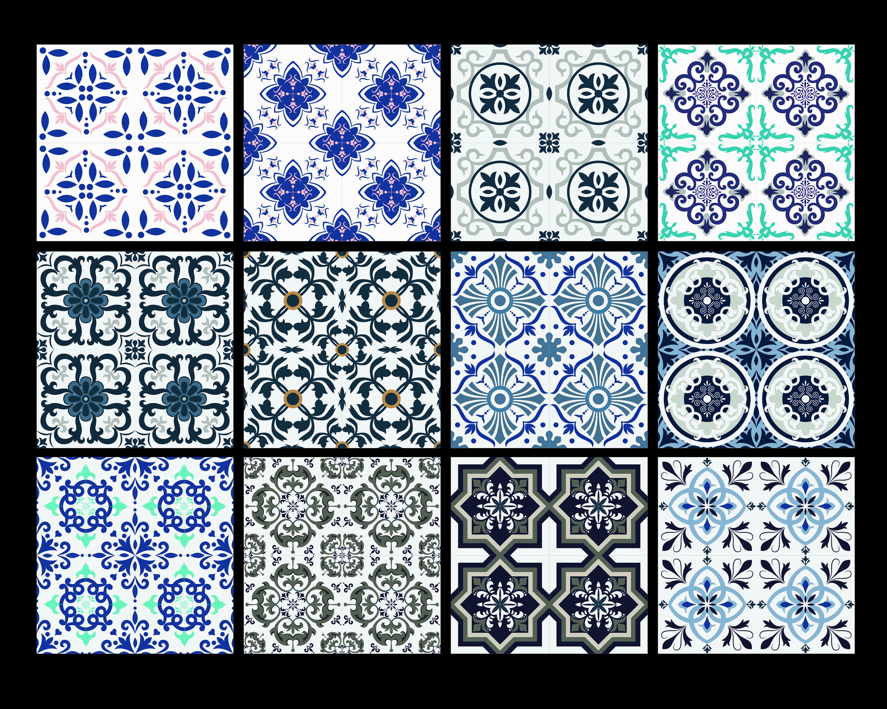 Symmetric Tile Pattern Templates | Retro Vector Wallpaper | Non ...