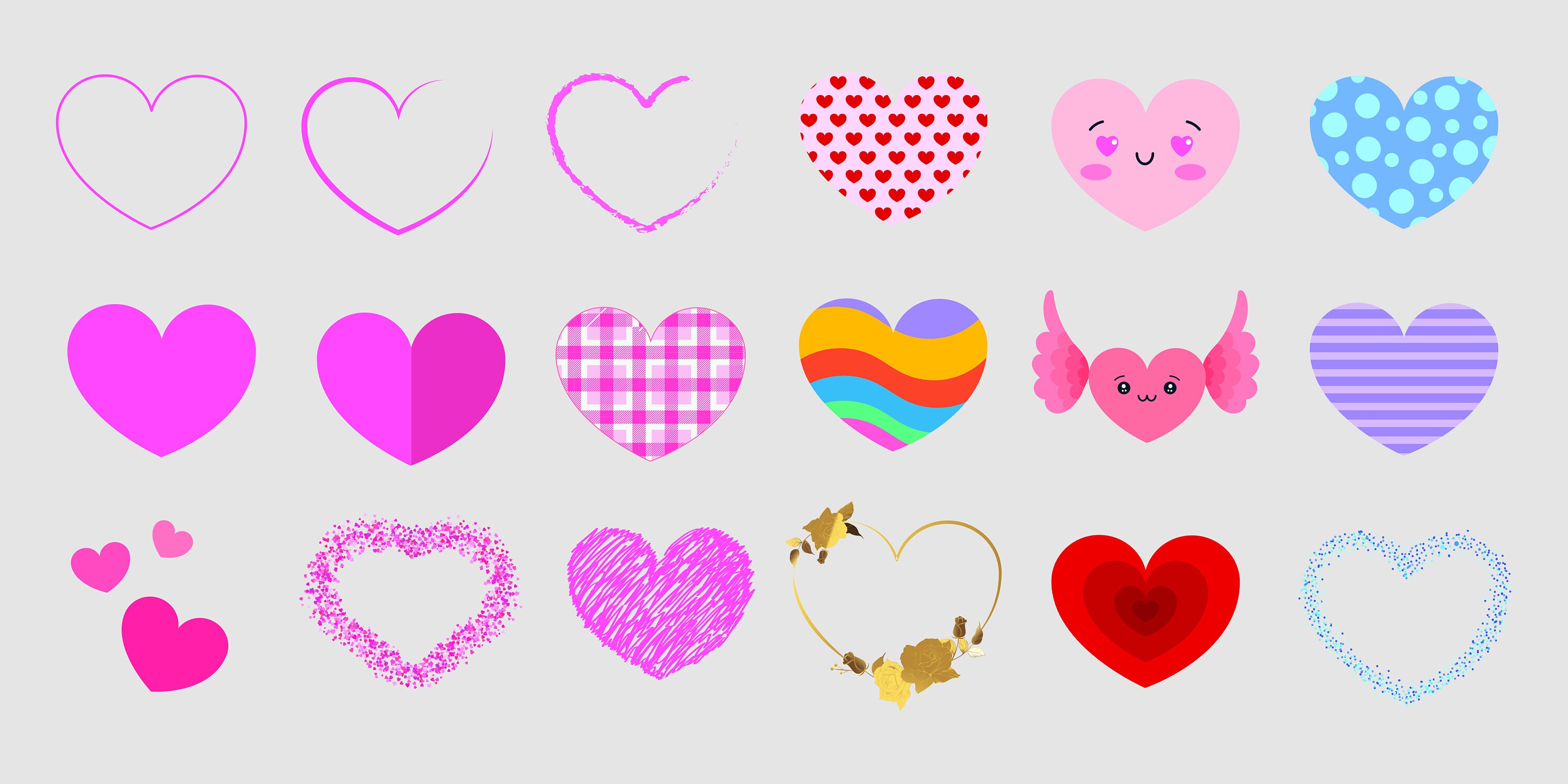 Valentine's Day Heart SVG Bundle Cute Heart Clip Art Vector Cut Files ...