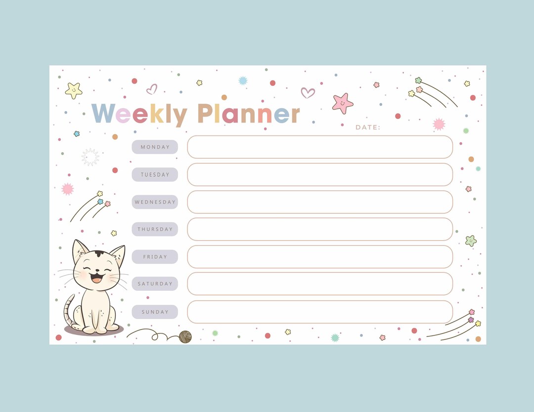 Kids Weekly Planner | EPS, PDF, PNG | Homeschool & Kindergarten ...