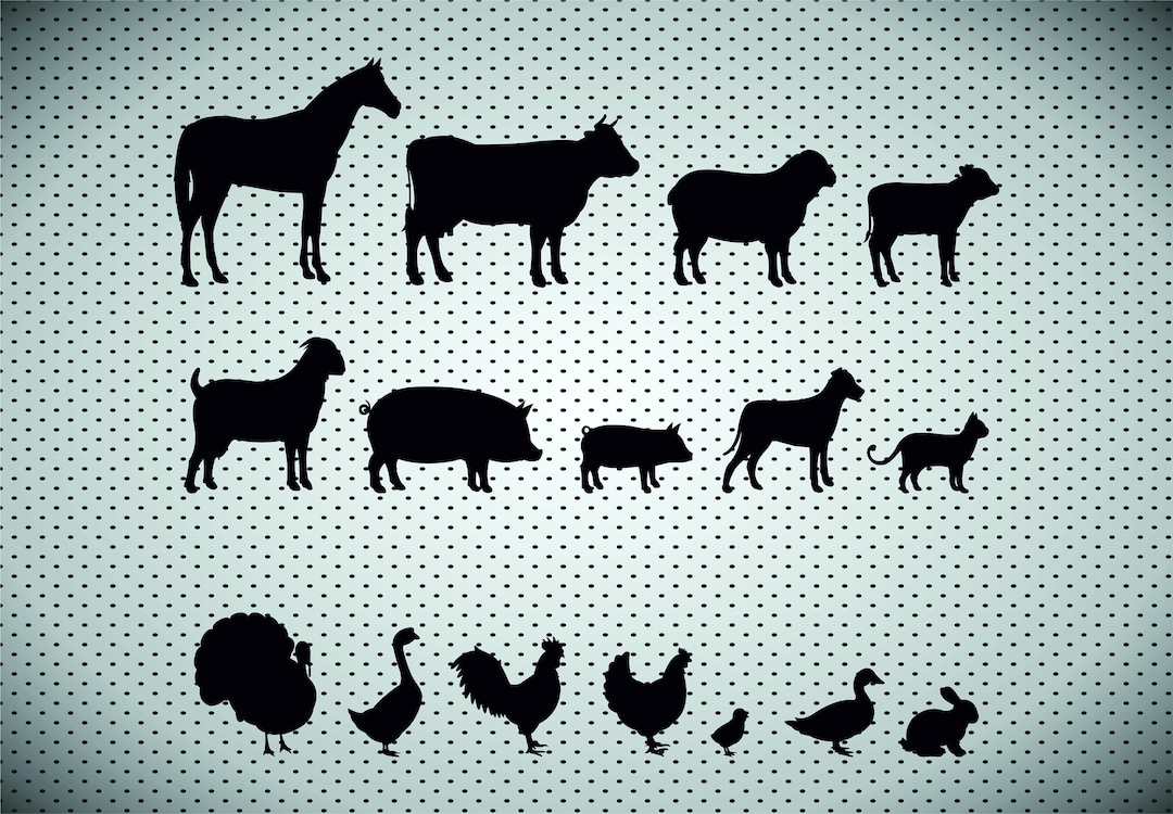 Farm Animals SVG Bundle | Barnyard Vector Art | Cricut Silhouette Cut ...