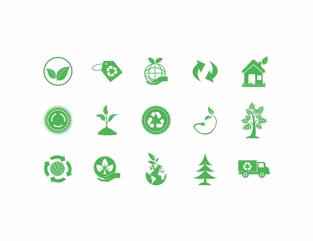 Green Ecology Icons | Environmental SVG PNG PDF | Eco-friendly Symbols ...