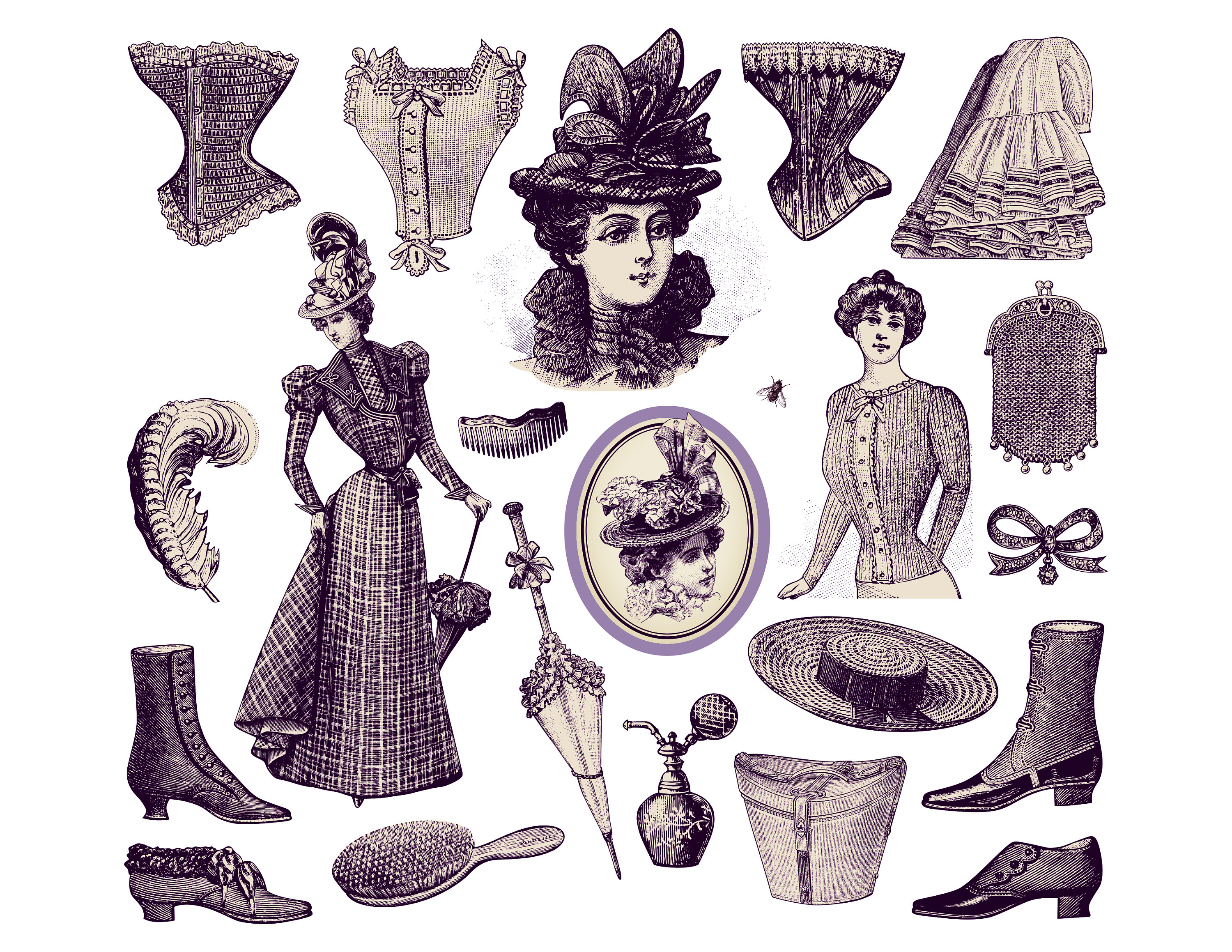 Vintage Antique Clip Art SVG Bundle | Retro Old Objects Vector Cut ...