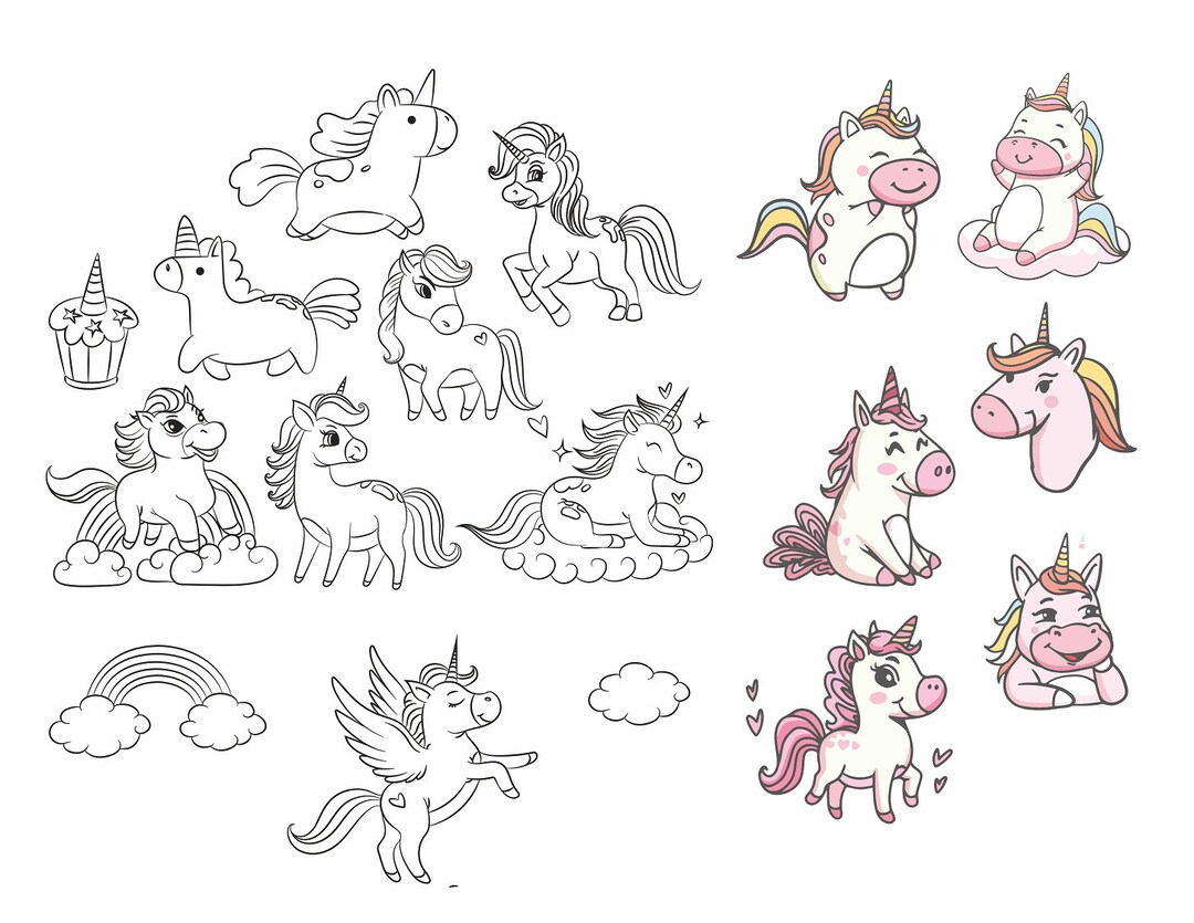 Unicorn SVG Clipart Bundle, Unicorn Faces, Vector Designs (digital File ...