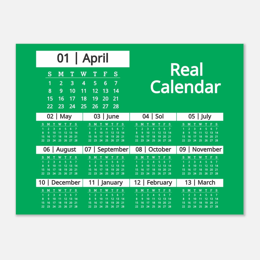 13 Months Wall Calendar 24x32″, Real Calendar Poster, 28-day Format ...