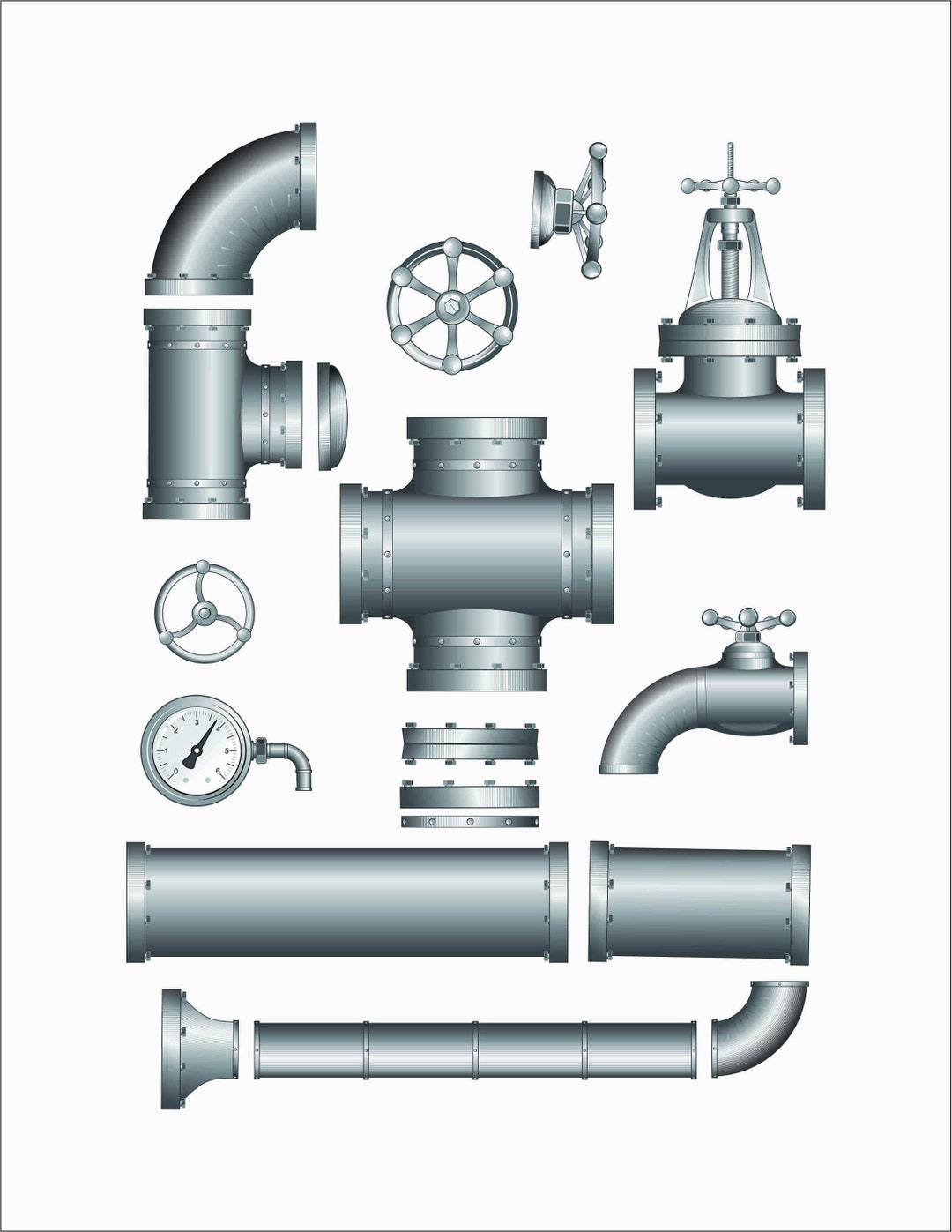 Pipeline Pipe Bundle - Digital Vector Clipart Graphics in PDF, SVG, EPS ...