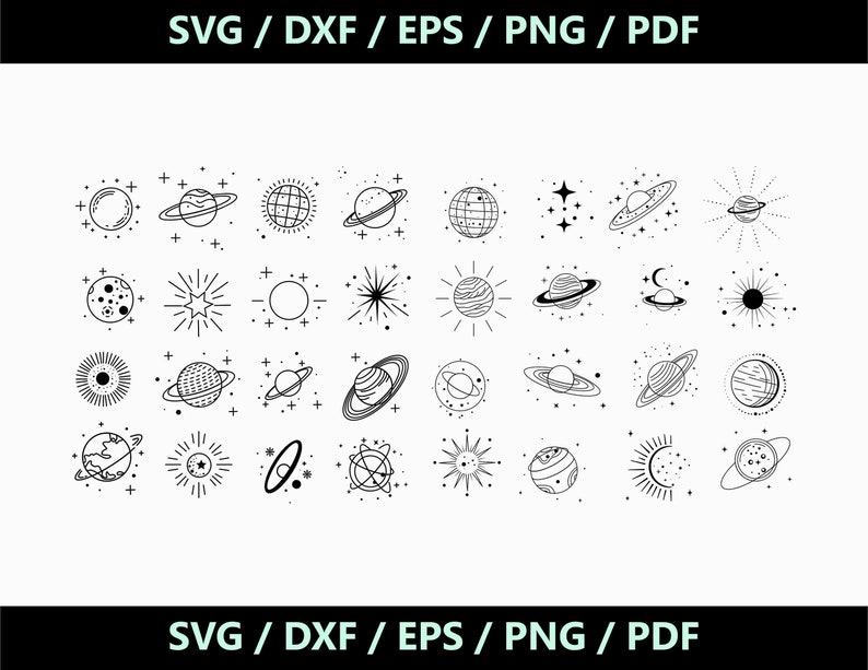 Solar System SVG Bundle: Space Vector Art, Astronomy Cut Files (digital ...