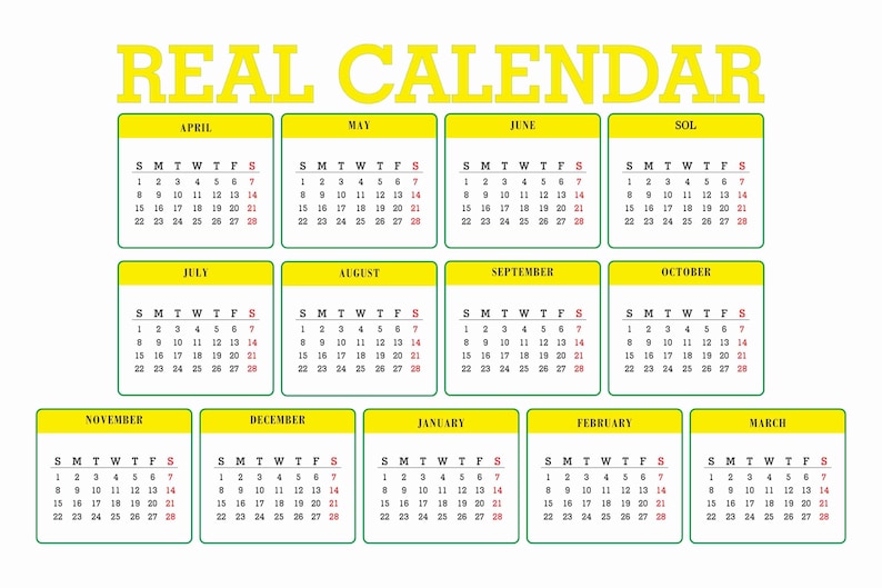 Buy 13-month 28-day Format Calendar | 364-day Printable April-march ...