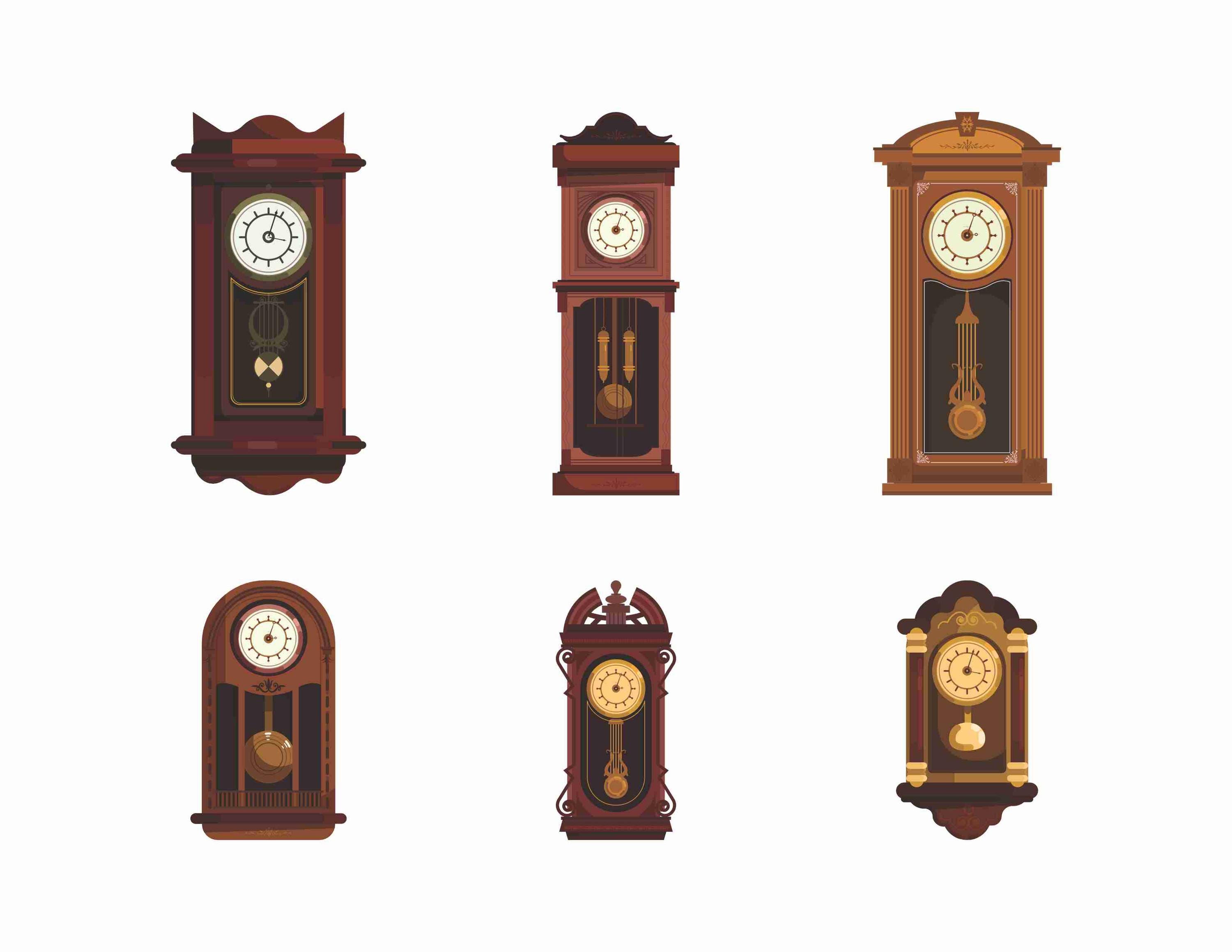 Hanging Clocks Templates Collection | Elegant Retro Clock SVG, PNG ...