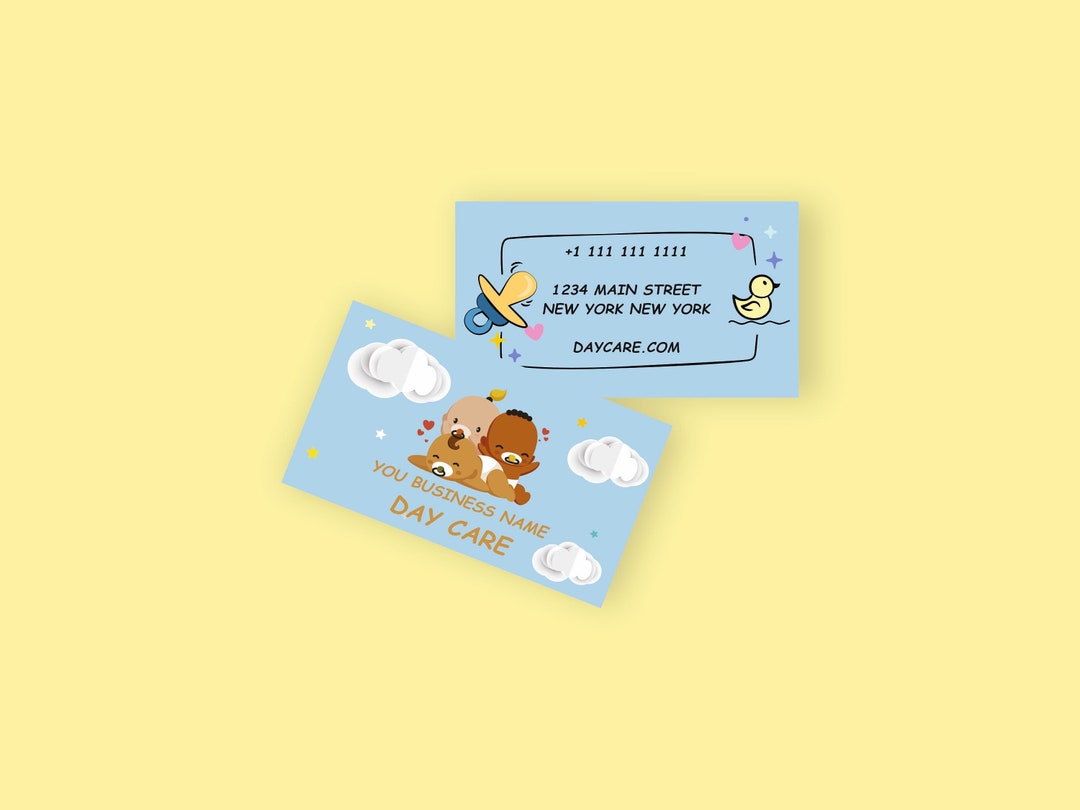 Day Care Business Cards, Childcare Business Card Templates, Editable ...