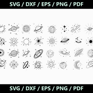 Solar System SVG Bundle: Space Vector Art, Astronomy Cut Files (digital ...