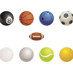 Sports Ball PNG Clipart Bundle | 10 Athletic Icons | Transparent ...