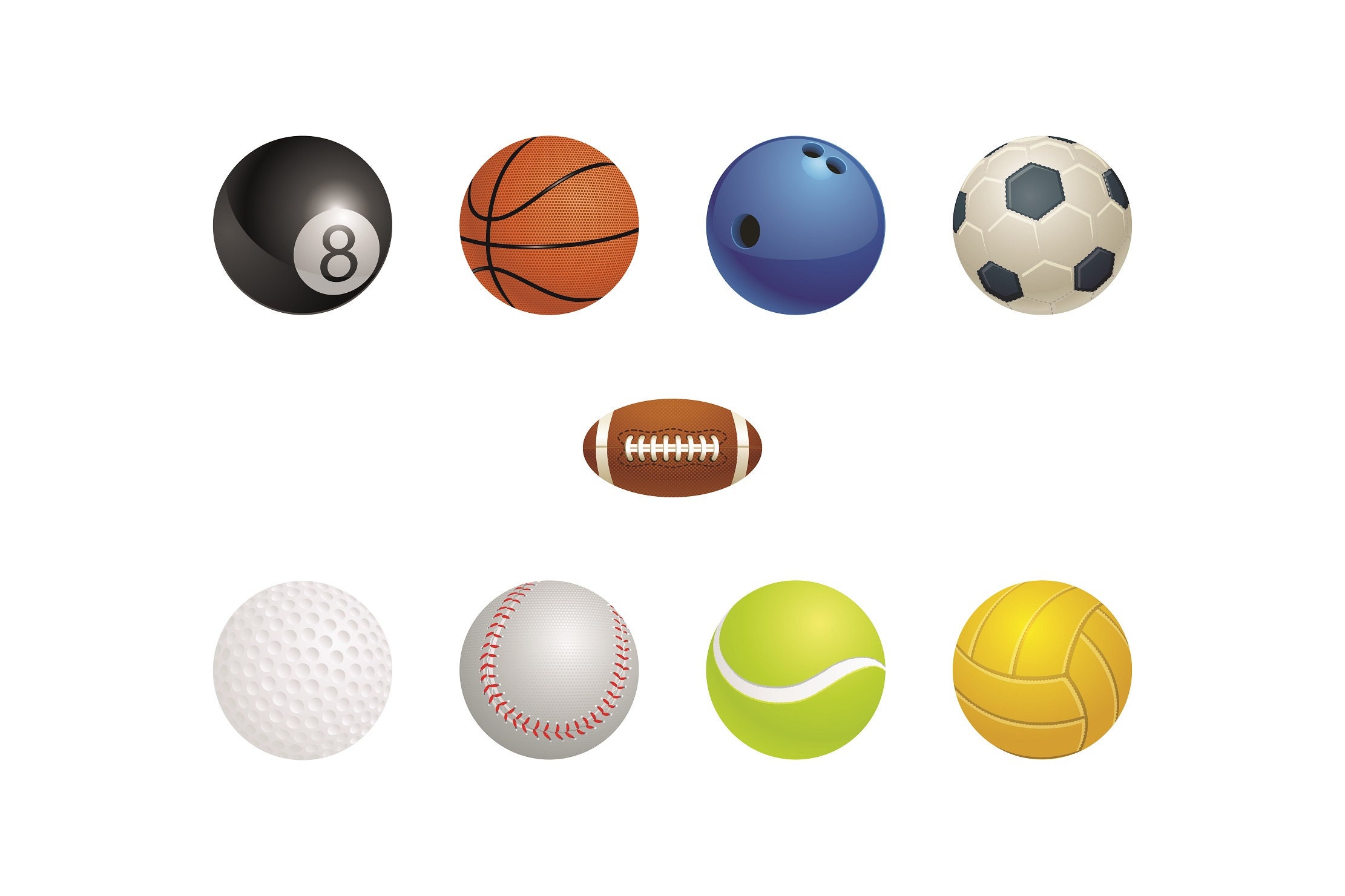 Sports Ball PNG Clipart Bundle | 10 Athletic Icons | Transparent ...