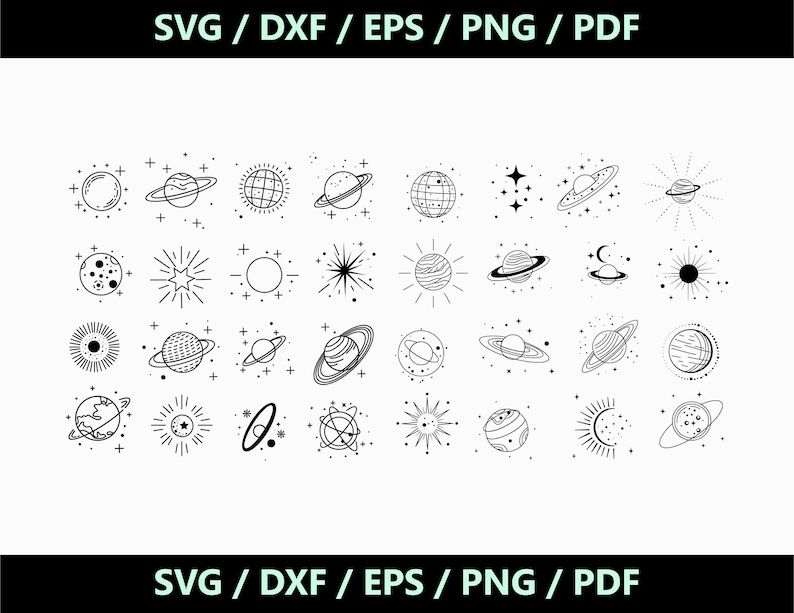 Solar System SVG Bundle: Space Vector Art, Astronomy Cut Files (digital ...