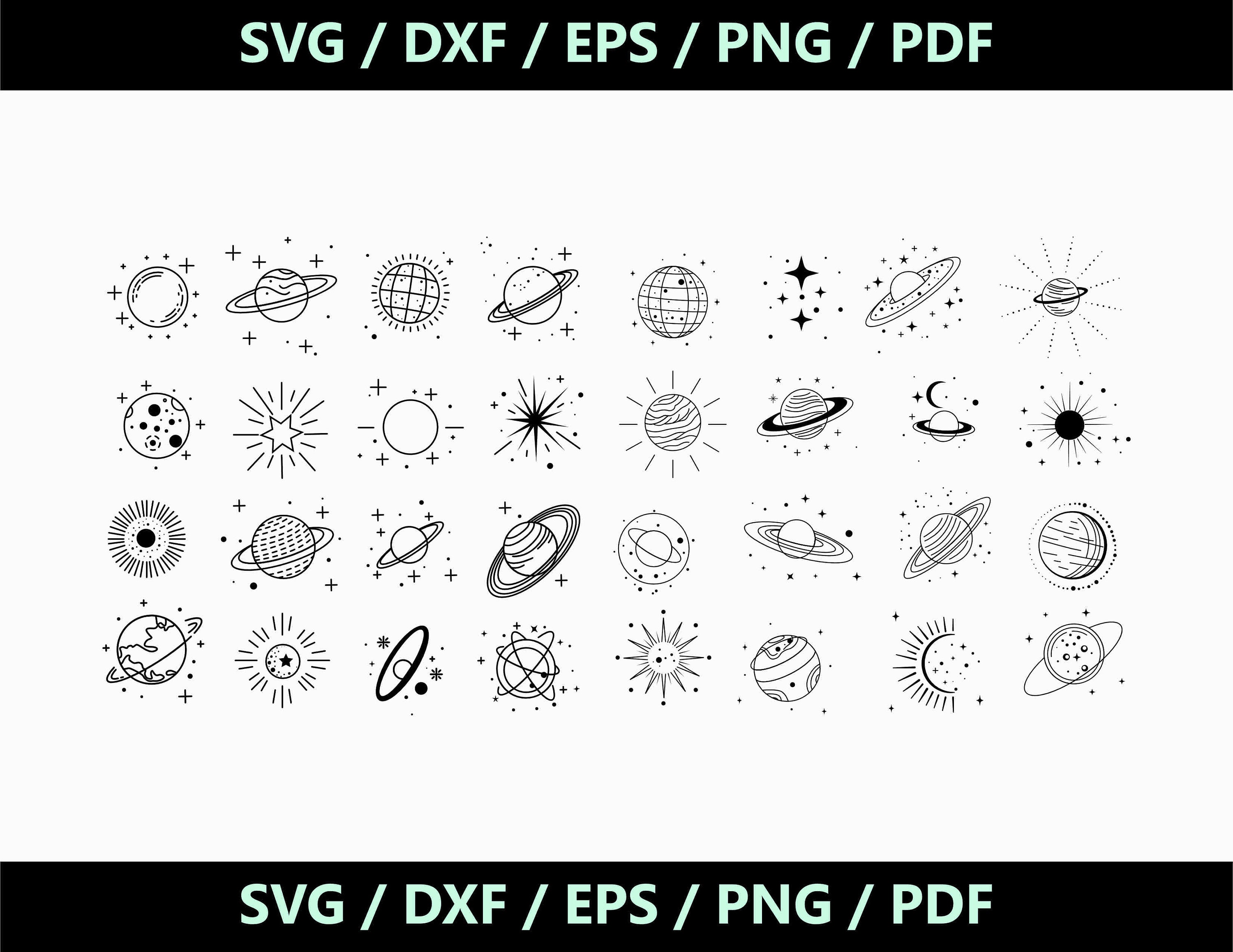 Solar System SVG Bundle: Space Vector Art, Astronomy Cut Files (digital ...