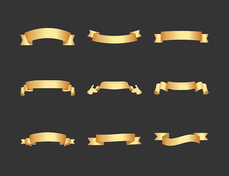 Golden Ribbon Banner SVG Bundle: Scroll Label Templates (digital ...